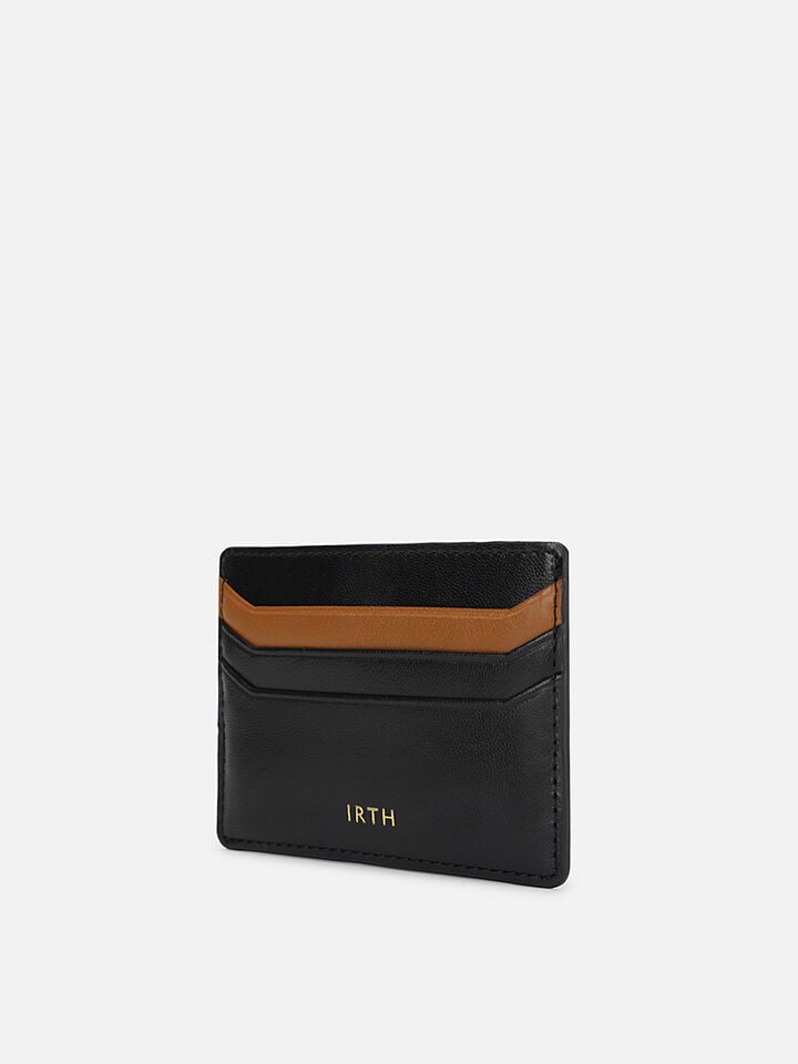 Tuck Black Leather Card Holder by IRTH | House of Titan