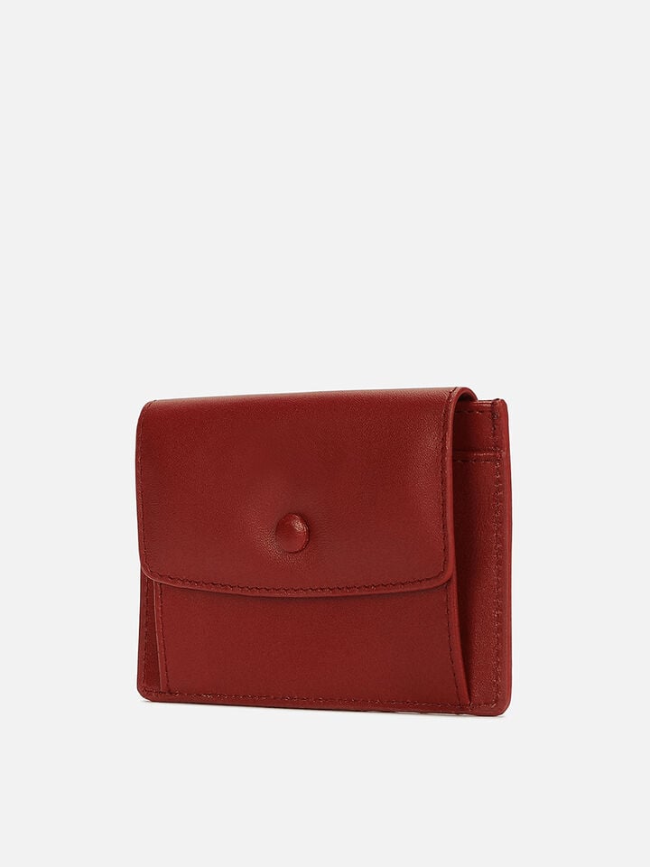 Flip Leather Card Holder - Red