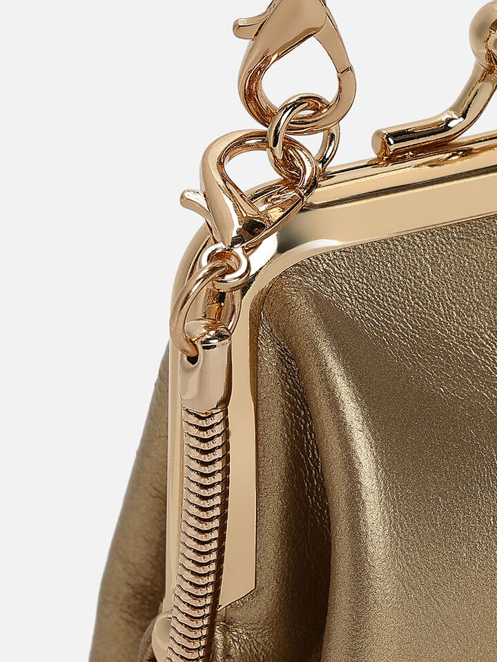 Juliet Leather Miniature Kiss Lock - Gold