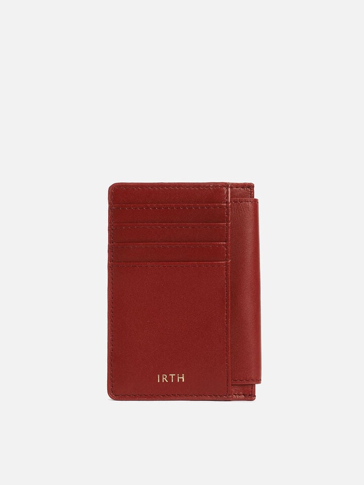 Flip Leather Card Holder - Red