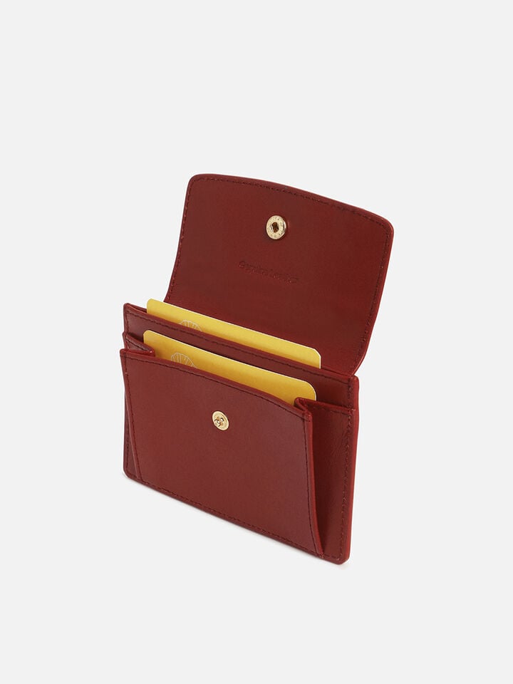 Flip Leather Card Holder - Red