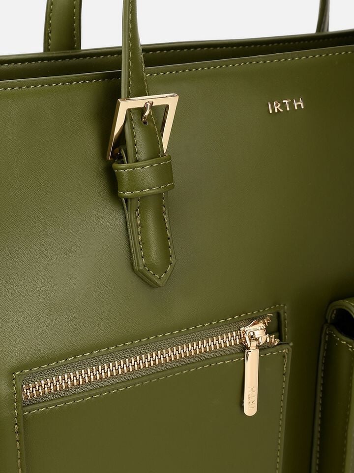 Roxanne Olive Green Work Bag by IRTH | House Of Titan | Shop Online